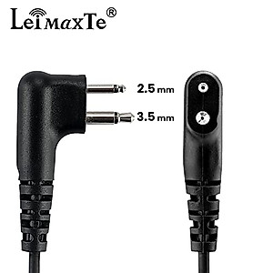 LEIMAXTE RDM2070D Earpiece for Motorola,Compatible CLS1110 CLS1410 CP185 CP200D RDU4100 2 Way Radio Headset with Mic PTT 2 Pin FBI Security Acoustic Tube Surveillance e Walkie Talkie Headphone