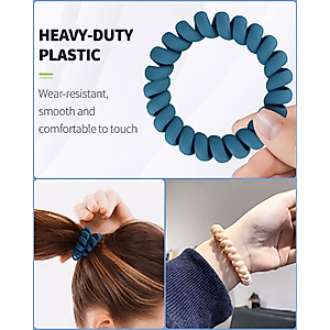 Uniclife 6 PCS Wristlet Keychain Flexible Plastic Spring Spiral Coil Key Holder with Silver Key Ring Chain Holder Tag Stretchable Wristband Bracelet Hair Tie for ID Badge Sauna Gym and Outdoor Sports