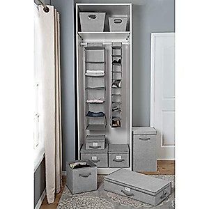 Simplify Large Grommet Bins Heather Grey Soft Storage Collection, Tote