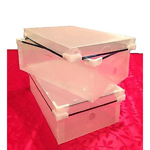 Epetbed 20 Pack Plastic Shoe Size Storage Top Lid Boxes Container for Closet Organizer