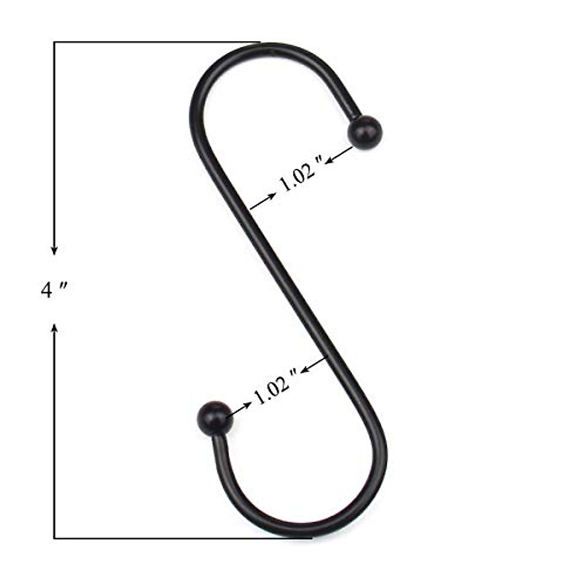 Ami.Todfo S Hooks Heavy Duty, 20-Pack Black S Shaped Hooks 4Inch for Hanging Plants, Pan, Pots, Cloths, Pots, Pans, Plants, Bags, Cups, Clothes，Premium S Hanger Hooks with Metal Balls