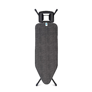 Brabantia - Ironing Board C - Flexible Steam Iron Rest - Adjustable in Height - Non-Slip Rubber Feet - Cover and Pad - Solid Foldable Unit - Denim Black - 49x18 Inches