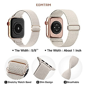 EOMTAM 6 Pack Slim Stretchy Compatible for Apple Watch Band 38mm 40mm 41mm 42mm 44mm 45mm Women,Lady Nylon Thin Elastics Wristbands Solo Loop Straps for iWatch Series 8 7 6 SE 5 4 3(38,C1)