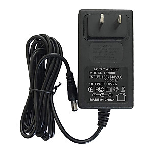 18V 2A 36W AC/DC Power Supply Adapter, Wall, Center Positive DC Plug 5.5x2.1mm 5.5mmx2.5mm Compatible for 18 Volt 1A 1.1A 1.2A 1.3A 1.4A 1.5A 1.6A 1.7A 1.8A 1.9A 2A 1000mA~2000mA Equipment (6 ft)