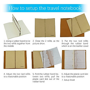 Travel Journal Notebook Vintage Retro Handmade Leather Lined Journal Refillable Note Book for Taking Notes by ai-natebok, 4.72 X 7.87inch (White Coffee)