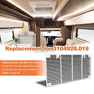 RV A/C Ducted Air Grille Duo-Therm Air Conditioner Grille Replacement for The Dometic 3104928.019 with Air Filter pad Assembly - Polar White