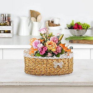 EXCEART decor hamper flower girl wedding basket woven hand-made basket empty gift basket wedding flower holder portable woven basket wedding gift basket flowers flower basket iron