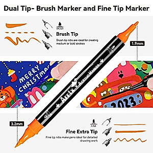 Arrtx Acrylic Paint Pens - 32 Vibrant Dual Tip Markers for Crafts
