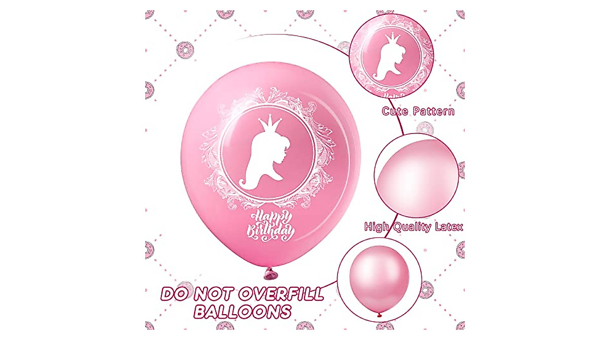 Princess Balloons - 48 Pink Confetti Latex Party Decorations