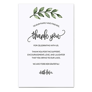 321Done Greenery Thank You Place Setting Cards, 4x6 White, Made in USA - Watercolor Green Leaves, Table Placecards for Wedding, Party, Retirement, Graduation, Birthday, Shower, Baby, Bridal, 50-Pack