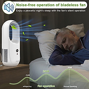 Liufige Desk Fan Bladeless，quiet small desk fan 6000mAh Battery Operated with 6 Modes,LED Display,13.8-Inch Table Fans for Bedroom Home Office Outdoor