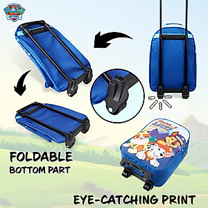 Paw Patrol Carry On Suitcase for Kids Foldable Trolley Hand Luggage Bag Travel Bag with Wheels Cabin Bag Wheeled Bag with Handle Chase Rubble Marshall Trolley Suitcase