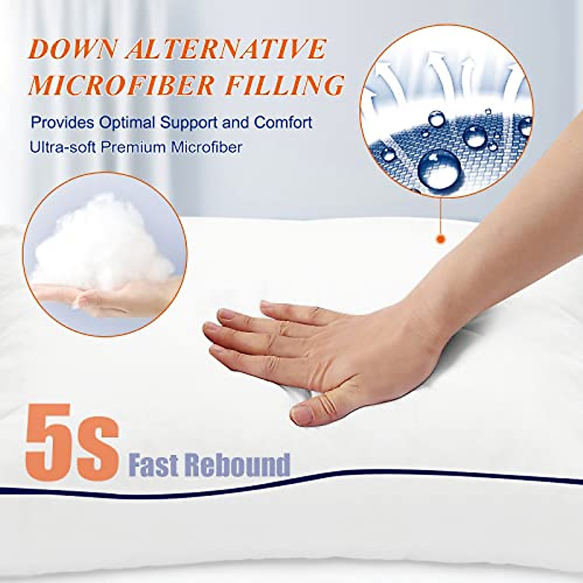 MZOIMZO Bed Pillows for Sleeping- Standard Size, Set of 2, Cooling Hotel Quality with Premium Soft Down Alternative Fill for Back, Stomach or Side Sleepers, 43x66CM