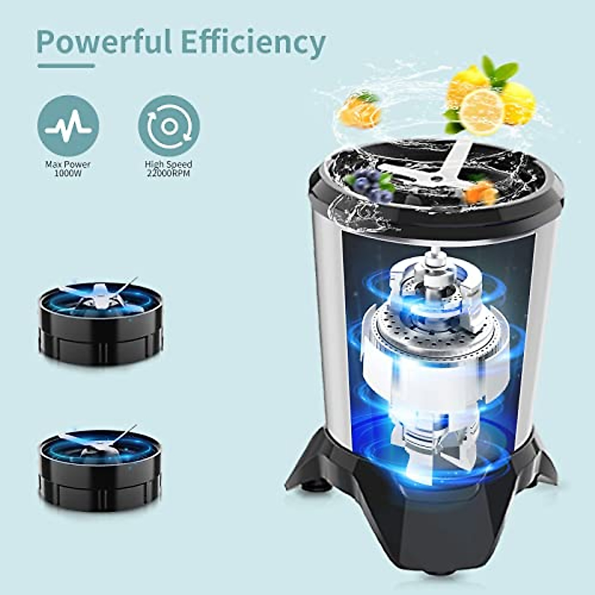 CHULUX 1000 Watt High Speed Bullet Blender for Shakes and Smoothies Countertop Kitchen Blender for Frozen Fruit & Veggies Capacity with 35OZ & 15OZ Two Blending Cups and One 20OZ Travel Bottle