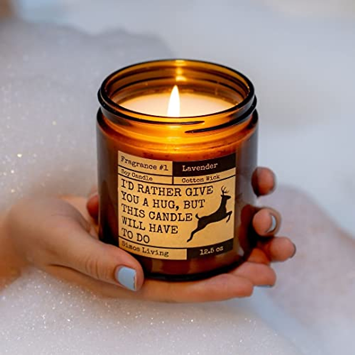 Lavender Candles Gifts for Women - I'd Rather Give You a Hug - Scented Candles are The Ideal Funny Gifts for Women in Your Life (Lavender 7oz)