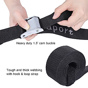 Ayaport Motorcycle Tie Down Straps 1.5” x 8’ (with Swivel Carabiner Hooks) Cam Buckle Tie Downs, Handlebar Strap for Dirt Bike, Motor Bike, Kayak, Car, Truck, Boat, Cargo, Black (1.5" x8'-4pcs)