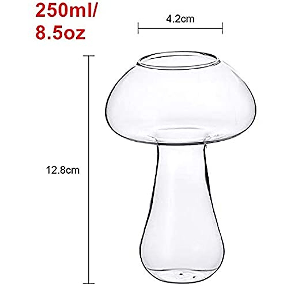 SuproBarware Mushroom Glasses Creative Mushroom Cocktail Glass Cup Set of 2 Clear Mushroom Shaped Drinks Cups 250ml Wine Glasses for Party Novelty Drinking for KTV Bar Club (Transparent)