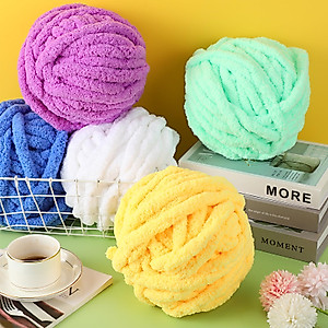 Timgle 24 Pack Chunky Chenille Yarn for Crocheting (29 Yards Each Skein), Bulky Thick Fluffy Yarn for Knitting, Chenille Yarn Soft Velvet Yarn Blanket Yarn for Arm DIY Weaving Crafts Projects