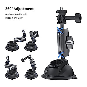 Suction Cup Mount Windshield Window Dashboard Car Mount with Phone Holder for GoPro Max Hero 11 10 9 8 7 6 5 Insta360 DJI Osmo Action Pocket 2 iPhone Android