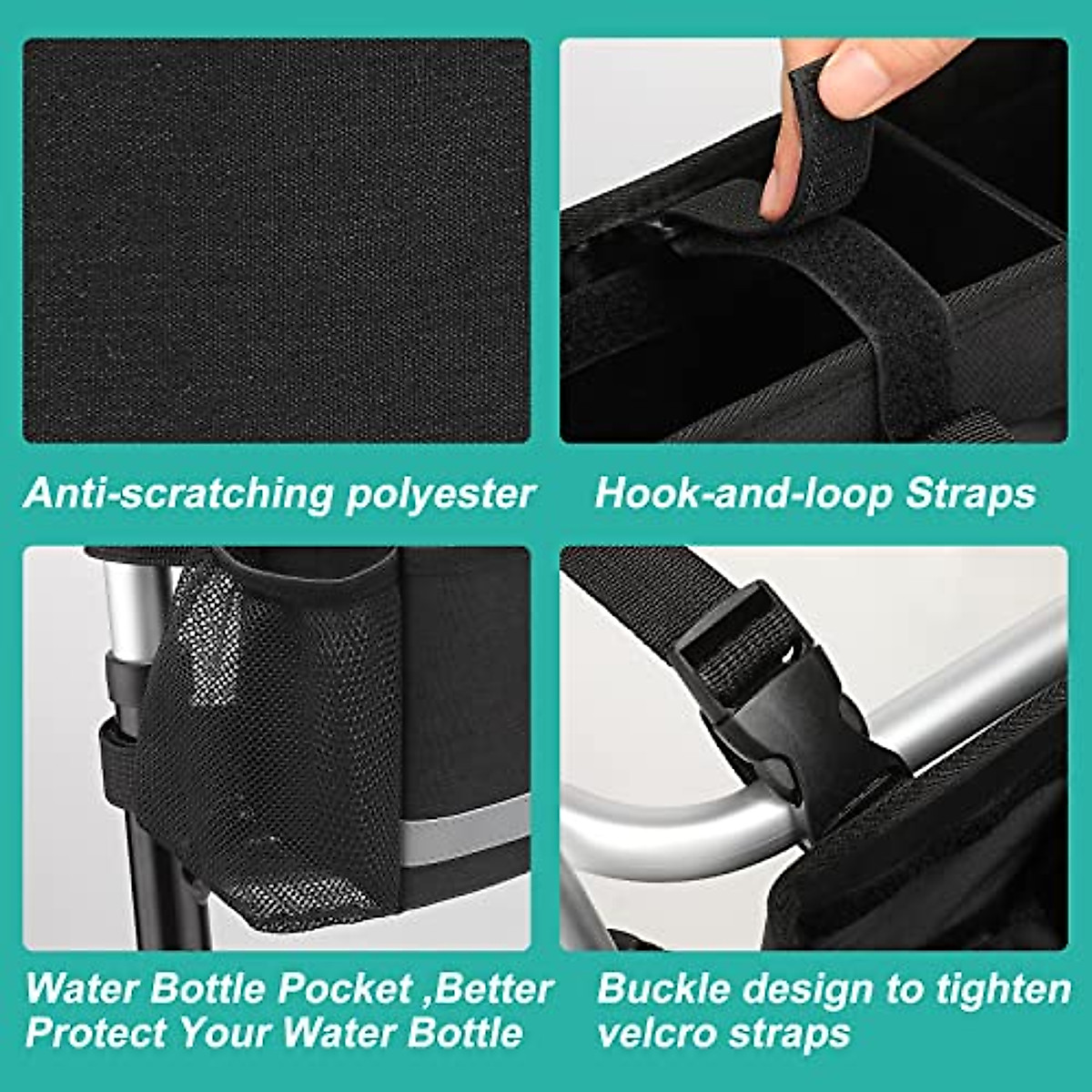 EXLIFBAG Walker Basket, Folding Walker Bag with Cup Holder, Walker Accessories for Seniors, Black