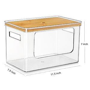 Hudgan Stackable Storage with Bamboo Top for Kitchen Laundry Room Organization, Extra Large Trash Bag/Garbage Bag Dispenser