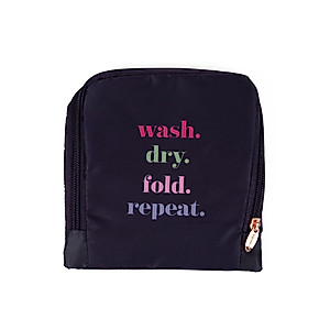 MIAMICA Foldable Travel Laundry Bag, Navy Multi Colored, Wash, Dry, Fold, Repeat, 21” x 22” – Lightweight, Durable Design with Drawstring Closure