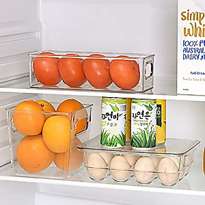 LARAHT Refrigerator Organizer Bins Clear Plastic Food Storage Bin Fruit Yogurt Snacks Storage Container with Handles for Pantry Fridge Countertops Cabinets