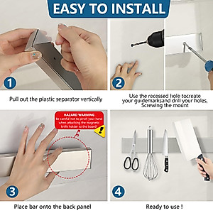 Magnetic Knife Strips(15 Inch X Set Of 2) Magnetic Knife Storage Strip, Knife Holder, Knife Strip, Kitchen Utensil Holder, Tool Holder, Multipurpose Magnetic Knife Rack (stainless steel, 1pcs.)