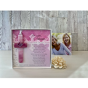 Handmade Glass Cross for Mother with Poem- Unique Gift for Mom on Christmas, Mother's Day, Birthday