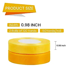 1 inch Yellow Organza Ribbon for Gift Wrapping,100 Yard Craft Sheer Chiffon Ribbon for Gift Wrapping,Bouquet Wrapping,Wedding Decoration,All Crafting and Sewing