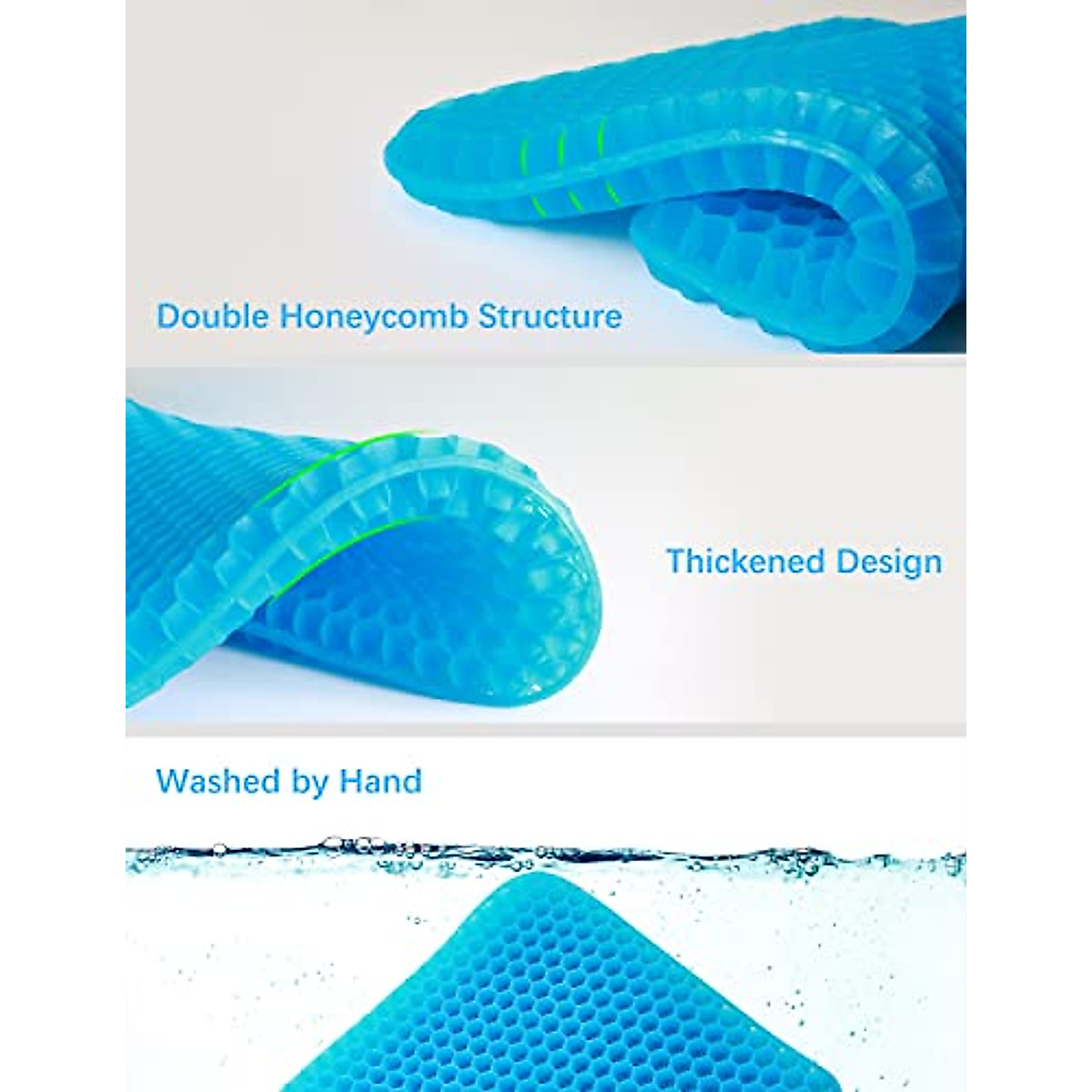 OSWCHIC Gel Seat Cushion Pressure Relief Double Layer Honeycomb Breathable Chair Cooling Pad for Car Driver Office Wheel Chair Butt Hip Support Tailbone Sciatic Nerve Spine Pain Relief