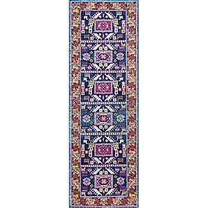 nuLOOM Marisela Tribal Runner Rug, 2' 8" x 8', Navy