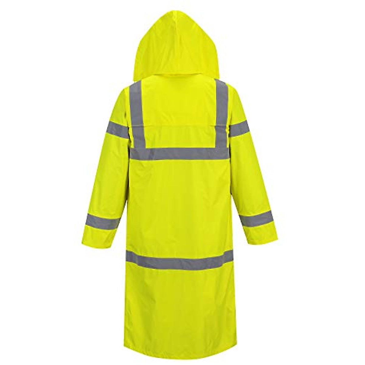 Portwest UH445 Men's Classic Raincoat Waterproof Hi Vis Reflective Long Rain Jacket ANSI Class 3 Yellow, Large