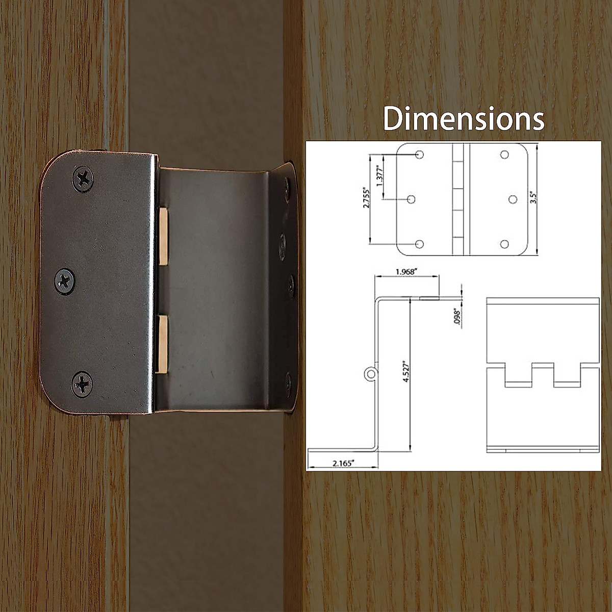 2-Pack Heavy Duty Expandable Door Hinges 3.5 inch Offset Hinges SPCC Black Matte Finish Thickned 1/4'' Radius Corner with 12 Screws, for Doors Interior Swing Out Hinge with Holes Handicap Door Hinge