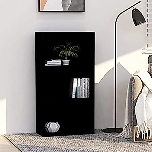 GOLINPEILO 3-Tier Book Cabinet, Storage Organizer, Open Shelf Bookcase Bookshelf, Home Office Furniture Bookcase, Side Cabinet, Black 23.6"x11.8"x44.9" -AA