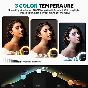 Weilisi 10" Ring Light with Stand 72'' Tall & Phone Holder,38 Color Modes Selfie Ring Light with Tripod Stand,Stepless Dimmable/Speed LED Ring Light for iPhone & Android,YouTube, Makeup,TIK Tok
