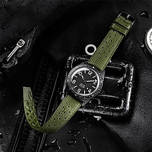 Niziruoup FKM Rubber Watch Strap Quick Release Tropical Style Fluororubber 18mm 20mm 22mm Soft Breathable Durable FKM Rubber Watch Band Universal Replacement Band Strap for Men Women