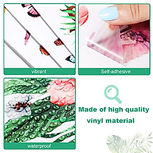 Hummingbirds Wall Decals Peel and Stick Birds Vinyl Wall Stickers Butterfly Flowers Colorful Wall Stickers Hummingbird on The Tree Branch Flower Decals Garden Living Room Bedroom TV Wall Decorations