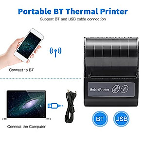 YDuupxe 80mm Thermal Printer BT USB Connection No Ink Needed with 2000mah Battery for Supermarket Restaurant Express Delivery Post Receipt