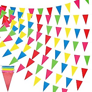 820 ft 500 Pcs Colorful Pennant Banner Flag Multicolor Rainbow Pennant Banner Triangle Flag Bunting for Party Celebrations Festival Wedding Decoration,10 Set…