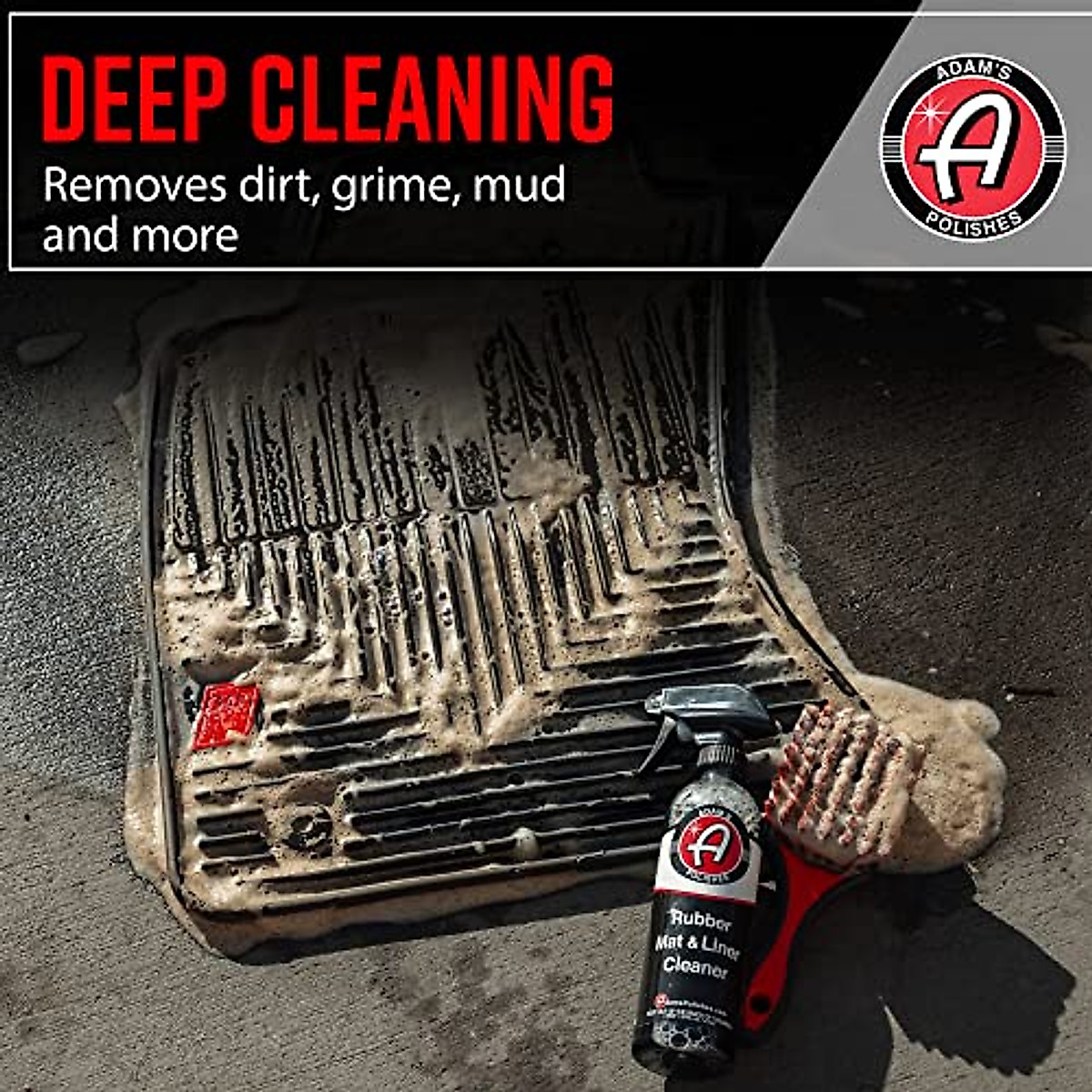 Adam's Rubber Mat & Liner Cleaner 16oz – Protectant & Rubber Floor Mat Cleaning Solution for Car Detailing | Deep Cleans & Restores Mats, Truck Bed Cargo Liners, Trunk Mat Accessories & More
