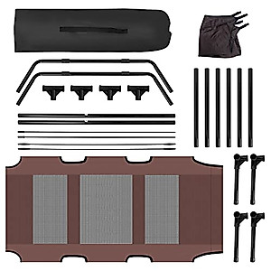 Heeyoo 48 Inches Extra Large Elevated Dog Bed with Canopy, Portable Indoor Outdoor Pet Cot with Removable Canopy Shade Tent for Dogs and Cats, Brown