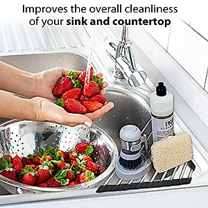 Roll Up Sponge Holder for Counter, Sink Organizer for Kitchen, Bathroom, Laundry Room, 304-Stainless Steel Sink Organizer for Sponge, Brush, Scrubber, Soap Dispenser Holder, Dish Drying Rack (Gray)