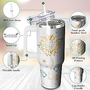 Ksoemar 40 Oz Best Bonus Mom Tumbler with Handle and Straw, Double Wall Stainless Steel Best To My Bonus Mom Cups, Step Moms Gifts for Ideas for Birthday, Mothers Day For Stepmoms, Mother