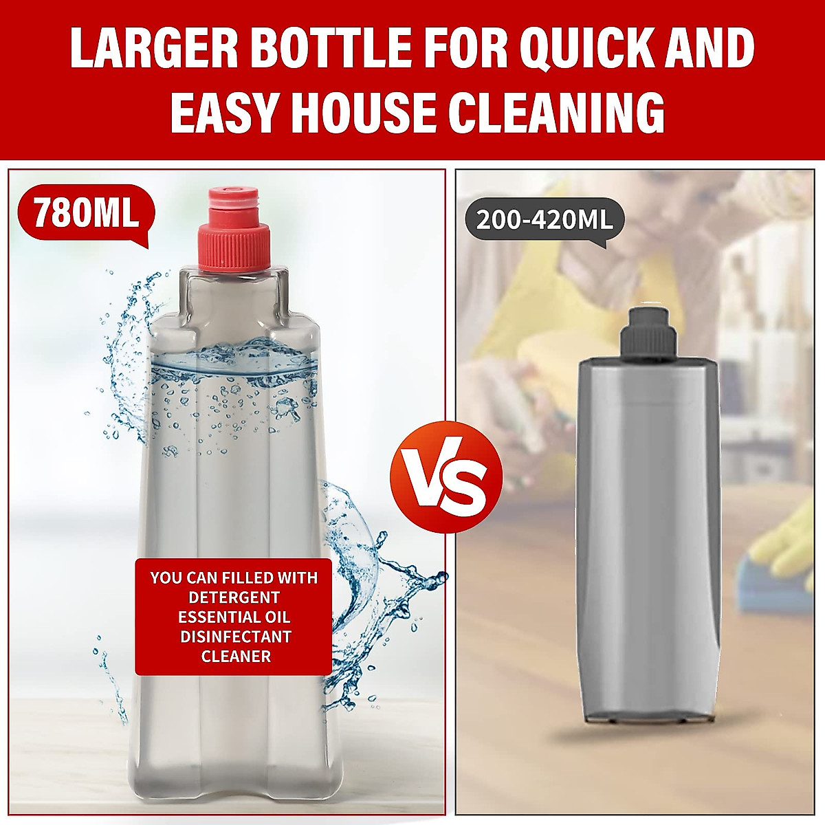 3 in 1 Spray Mop for Floor Cleaning, 18 inch 2 Pack Washable Microfiber Pads with 58.3 inch Long Handle Commercial Mop for Easy Dry and Wet Daily Clean, Hardwood Laminate