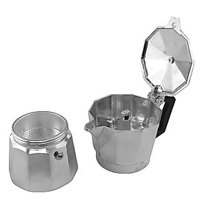 Wee's Beyond 7526-06 Brew-Fresh Aluminum Espresso Maker, 6 Cup, Silver