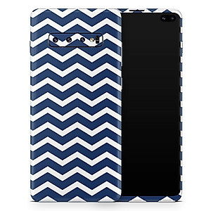 DesignSkinz White and Navy Chevron Stripes Protective Vinyl Decal Wrap Skin Cover Compatible with The Samsung Galaxy S20 (Screen Trim & Back Glass Skin)