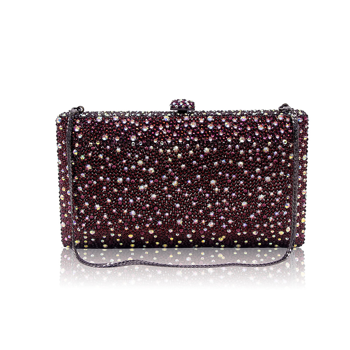 Luxury Rhinestone Clutch for Women Formal Event Crystal Evening Handbag with Chain AB Stone Box Purse Amethyst AB