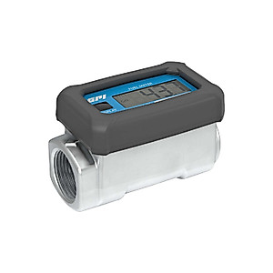 GPI 113255-1, 01A31GM Aluminum Turbine Fuel Flowmeter with Digital LCD Display, 3-30 GPM, 1-Inch FNPT Inlet/Outlet, 0.75-Inch Reducer Bushings, ±5% Accuracy