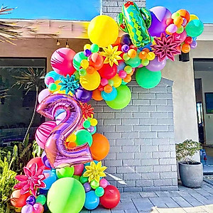 Cinco De Mayo Mexican Fiesta Party Decorations 132pcs Fiesta Balloon Garland Arch Kit Cactus Llama Foil Balloon for Baby Shower Birthday Mexica Cinco De Mayo Party Decor